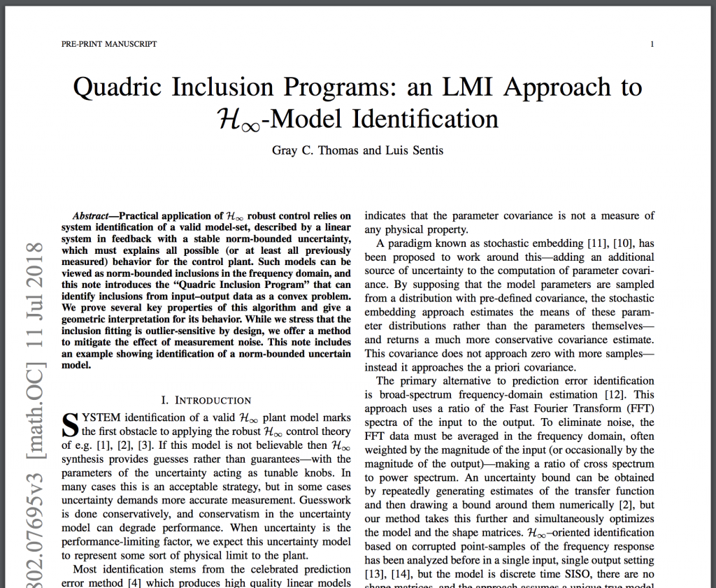New Paper Accepted on IEEE Transactions on Automatic Control