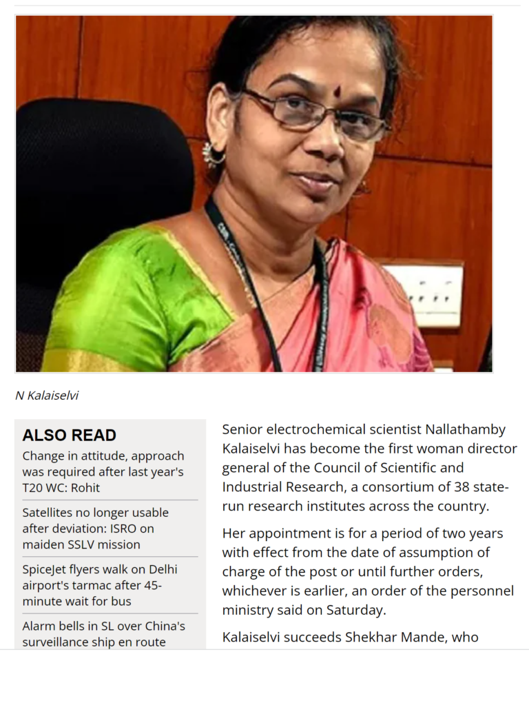 Postdoc Becomes First Female Director of CSIR (India)