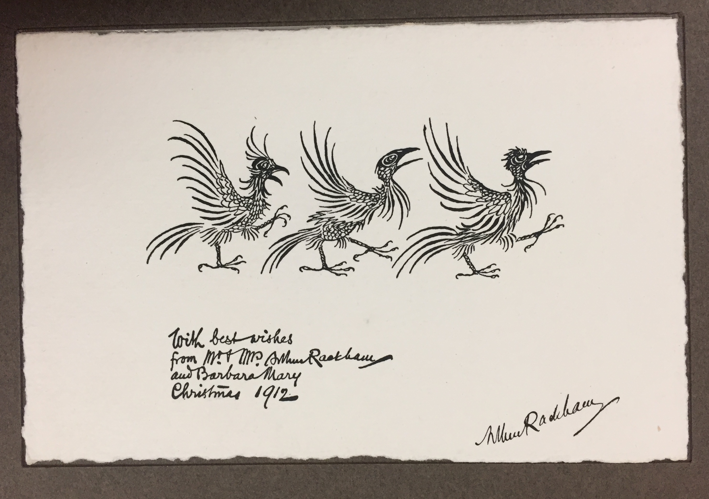 Arthur Rackham, signed holiday greeting card, George L. Lazarus ...
