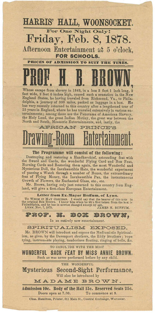 Rare ephemera shows legacy of Henry “Box” Brown