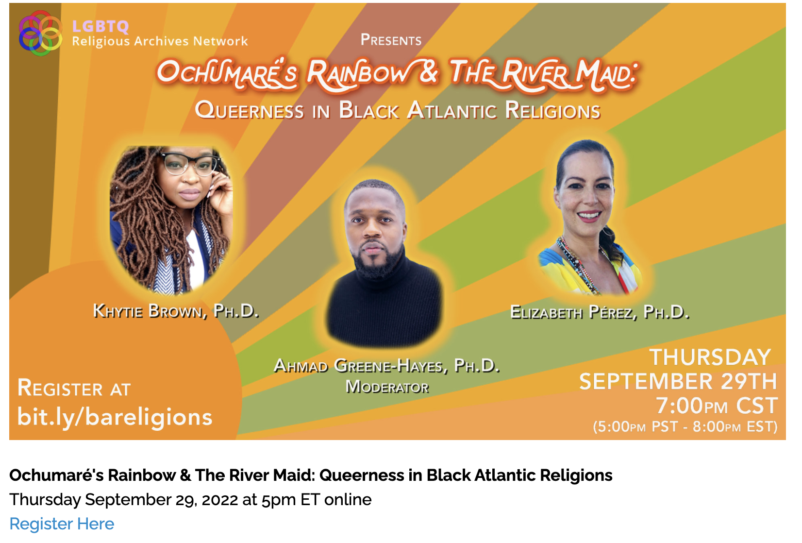 Dr. Khytie Brown Presents on Queerness in Black Atlantic Religions
