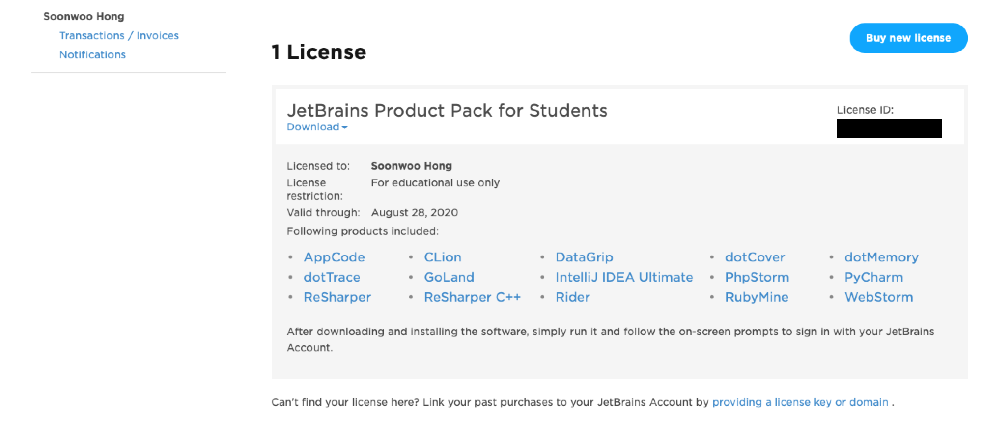 JetBrians Student License – BME 303 Introduction to Computing