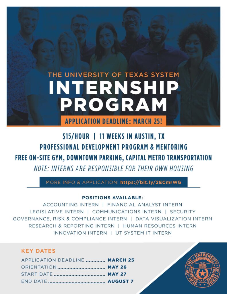 UT System Internship Program – Summer 2020