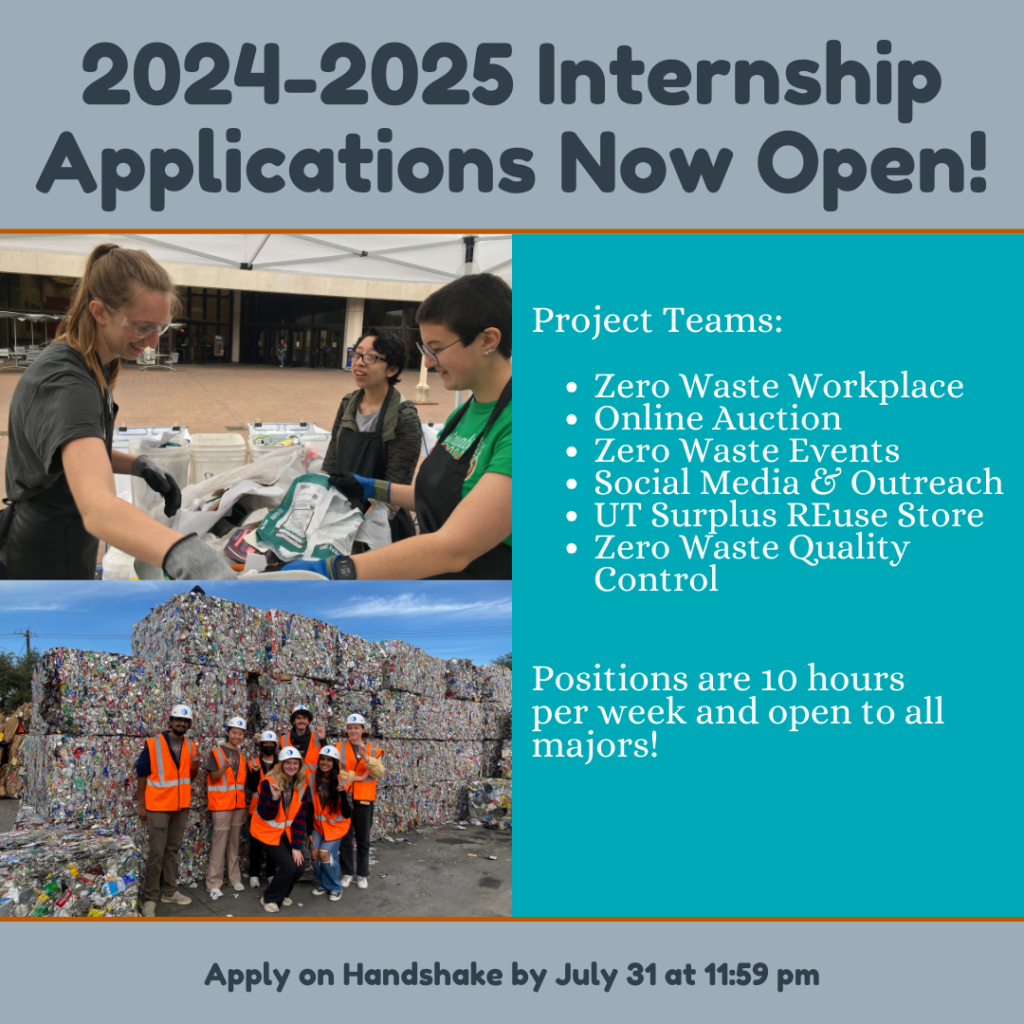 Fall 2024 Internship with Zero Waste at UT Resource Recovery